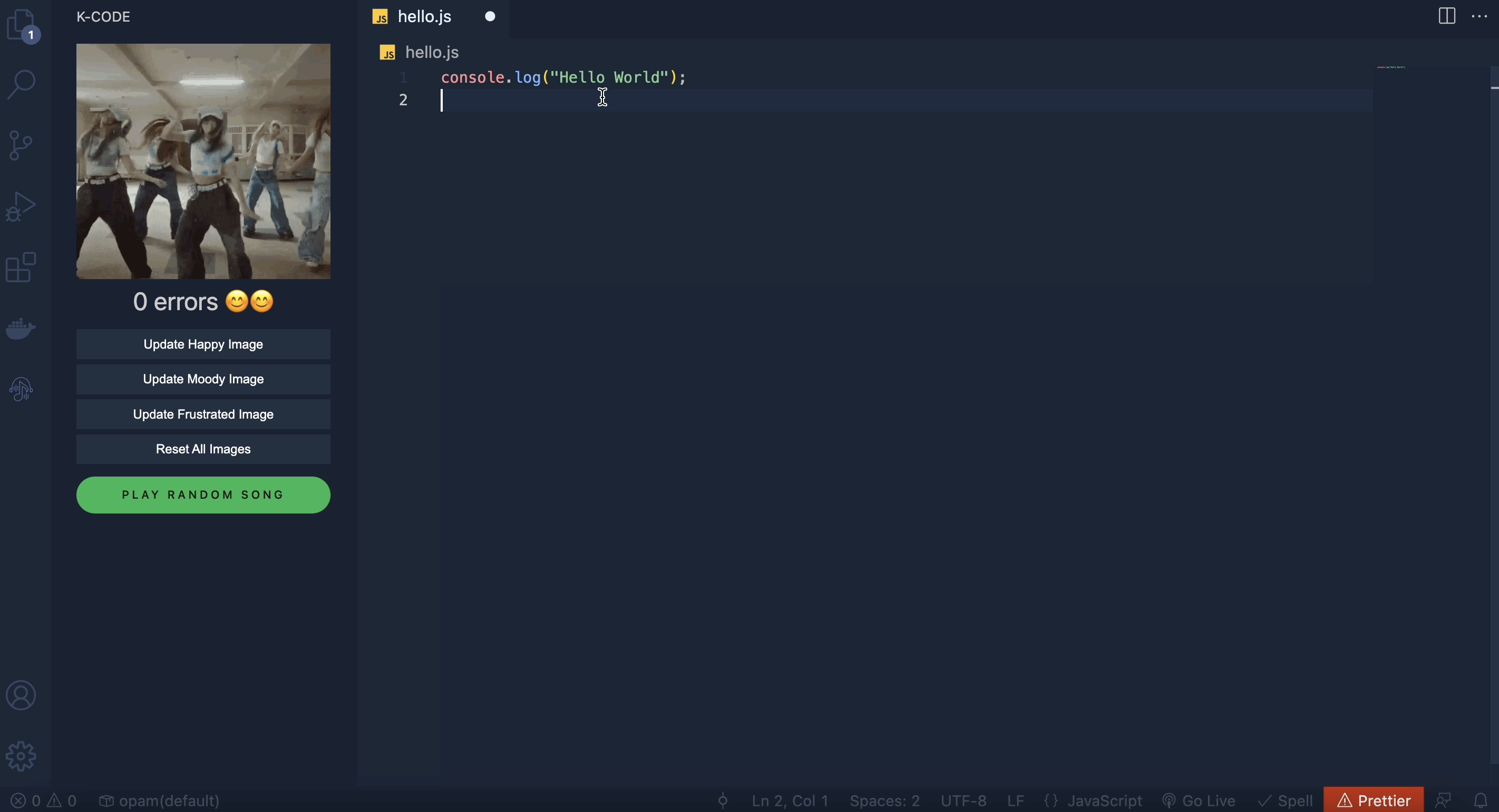 GitHub - acyang97/k-code: Always wanted to try coding out a vscode extension, purely for fun but ...