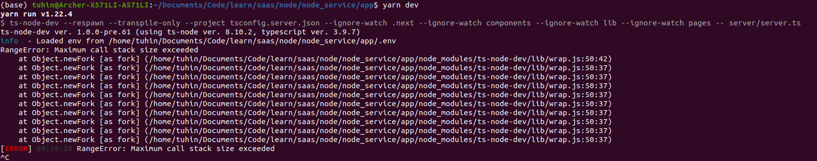 RangeError: Stack Overflow when trying to run ts-node-dev in Chapter 3 · Issue #377 · async-labs ...