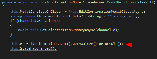 Grid does not reload after to close a modal window. · Issue #70 · gustavnavar/Grid.Blazor · GitHub