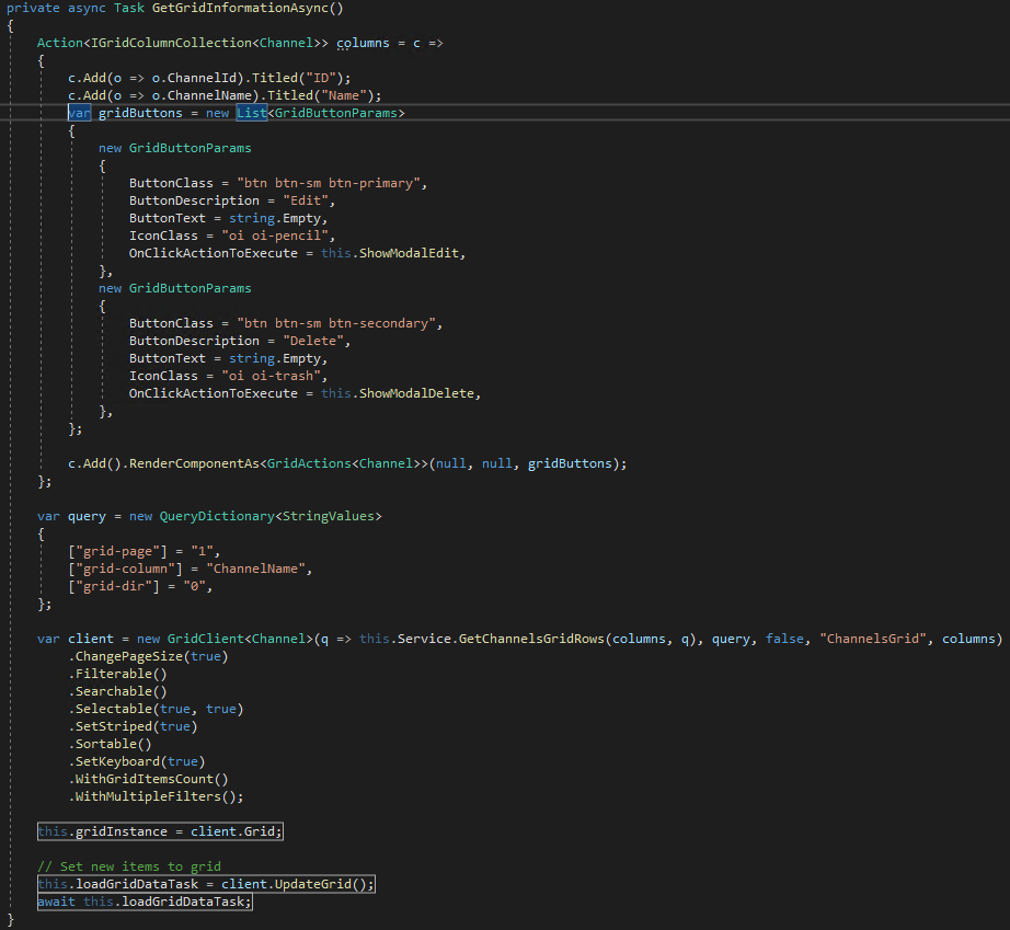 Grid does not reload after to close a modal window. · Issue #70 · gustavnavar/Grid.Blazor · GitHub