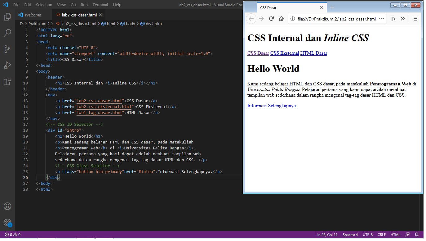 GitHub - Monika-Pakpahan/Lab2Web: Tugas Praktikum 2 Matakuliah Pemrograman Web Tentang CSS Dasar