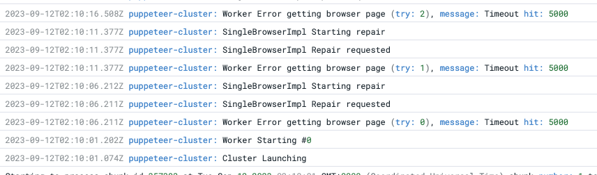 Worker Error getting browser page · Issue #529 · thomasdondorf/puppeteer-cluster · GitHub