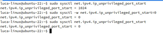 [Error] sysctl: permission denied on key "net.ipv4.ip_unprivileged_port_start" · Issue #249 ...