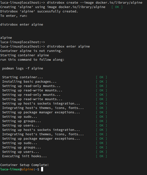[Error] Entering Alpine Linux container fails, "-l: applet not found" · Issue #576 · 89luca89 ...