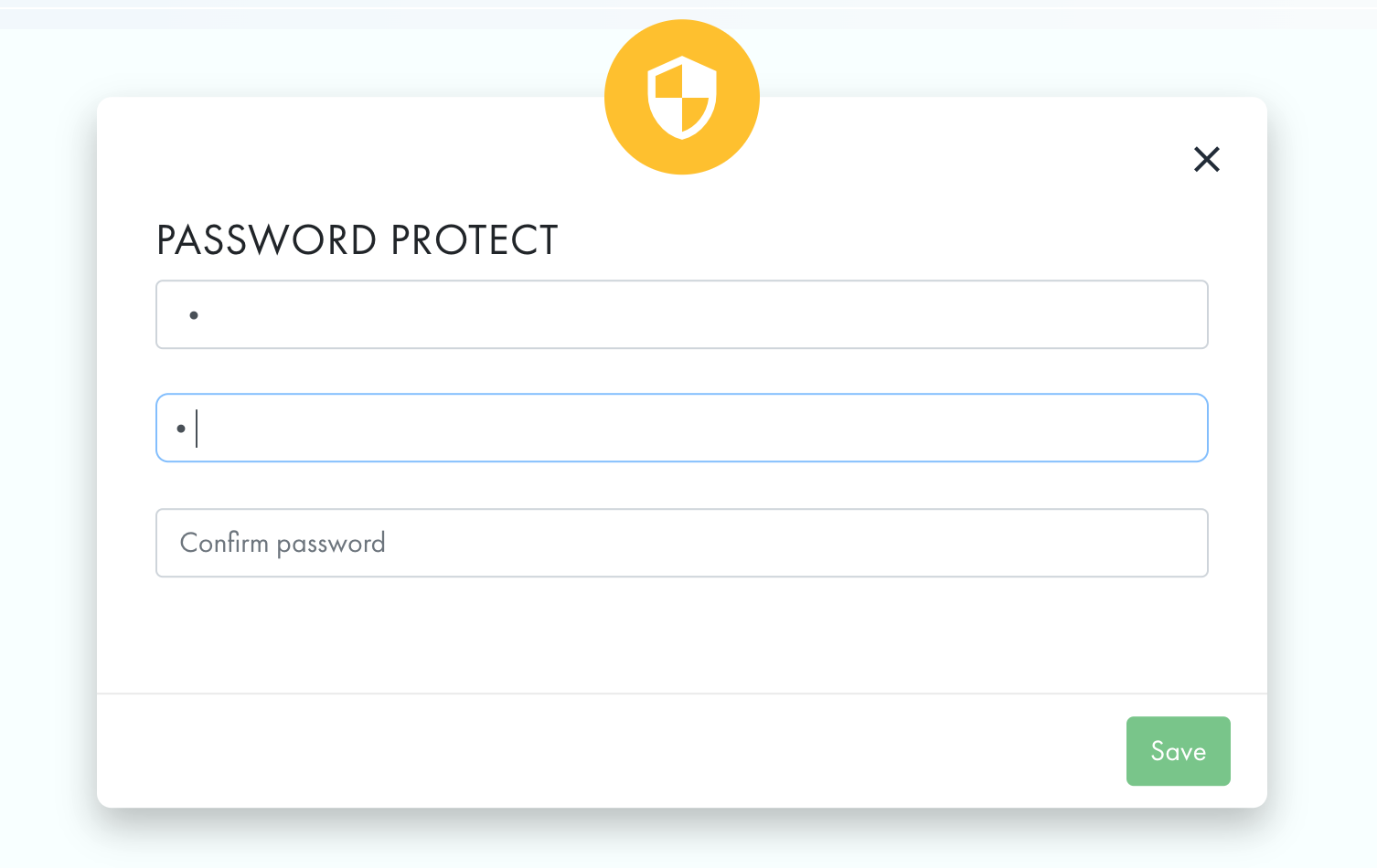 Simplify PASSWORD PROTECT modal when password already exists. · Issue ...