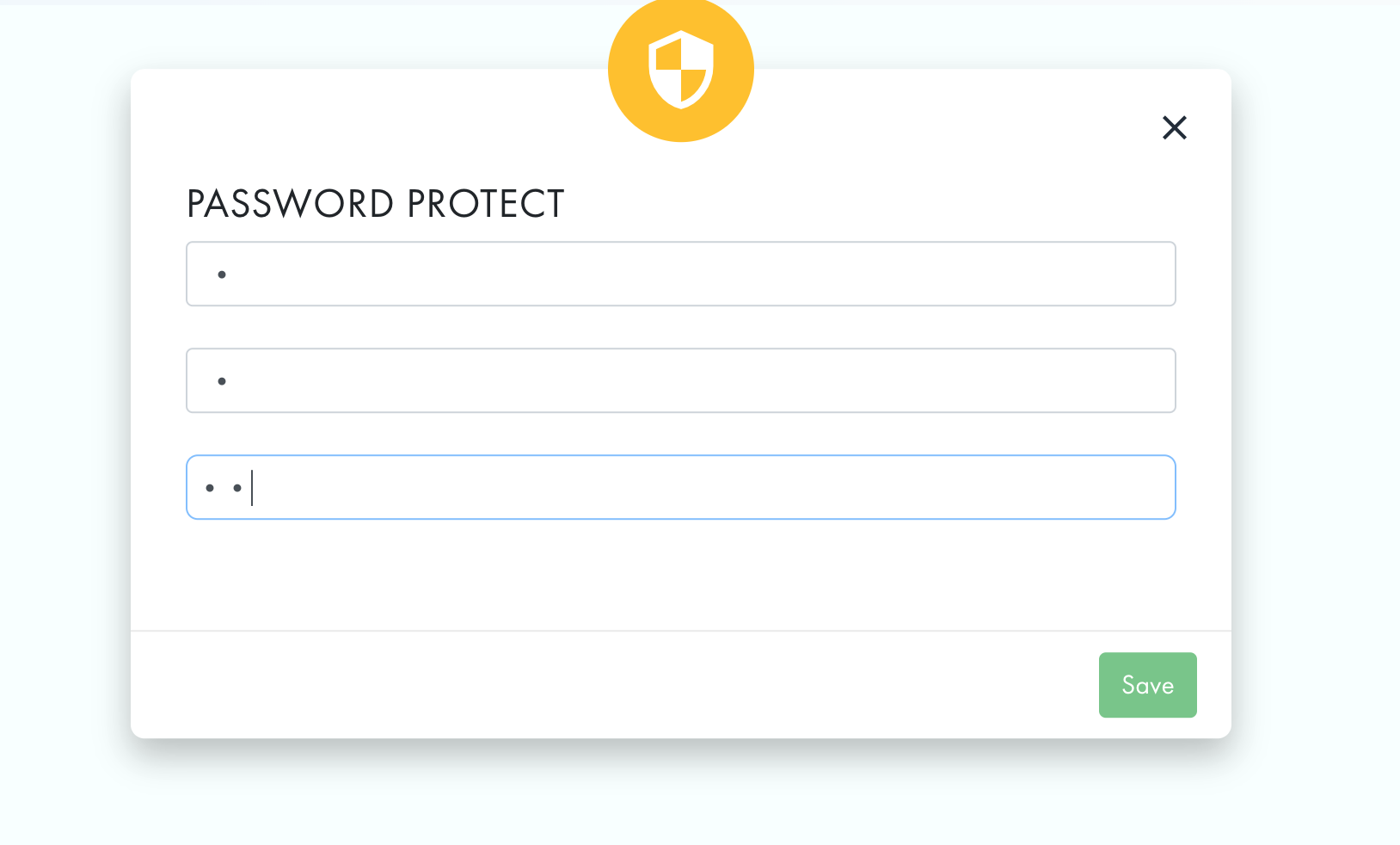 Simplify PASSWORD PROTECT modal when password already exists. · Issue ...