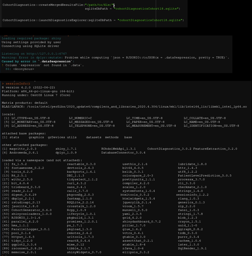 launchDiagnosticsExplorer crashes shinnyApp · Issue #873 · OHDSI/CohortDiagnostics · GitHub