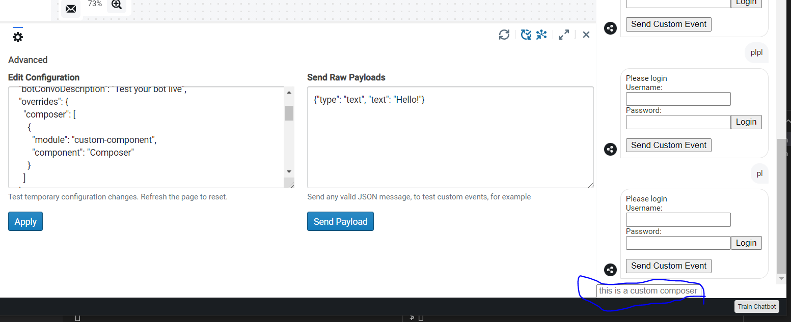 [BUG] Custom composer does not get rendered in the emulator · Issue #1422 · botpress/v12 · GitHub