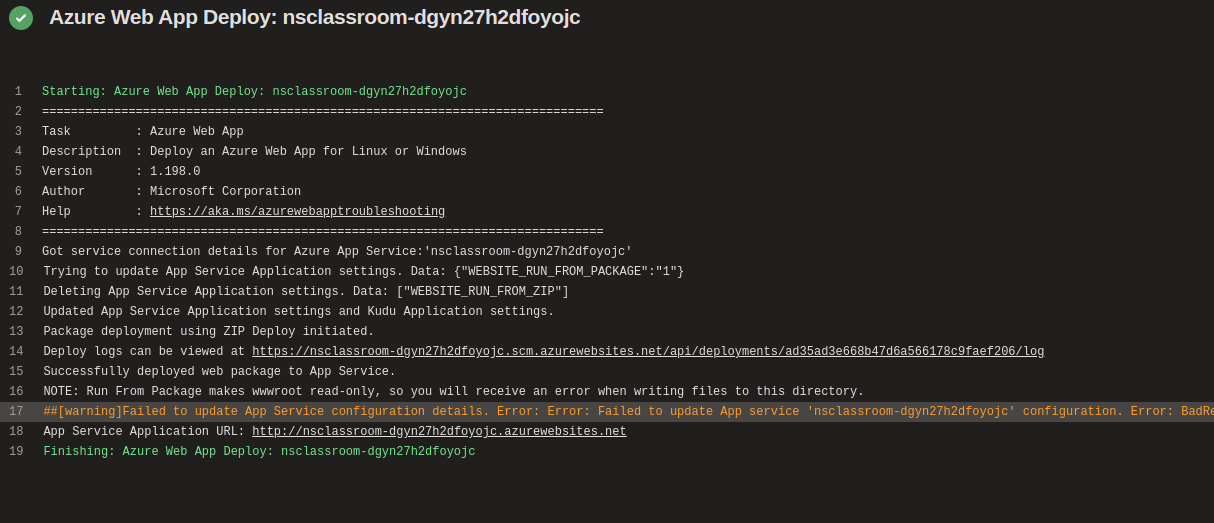 Azurewebappv1 Gives False Error When Deploying Web App Files · Issue 15818 · Microsoftazure