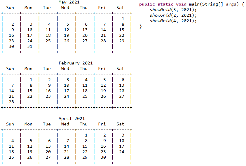 GitHub - luualan/daygrid: A program that prints a calendar in a certain ...
