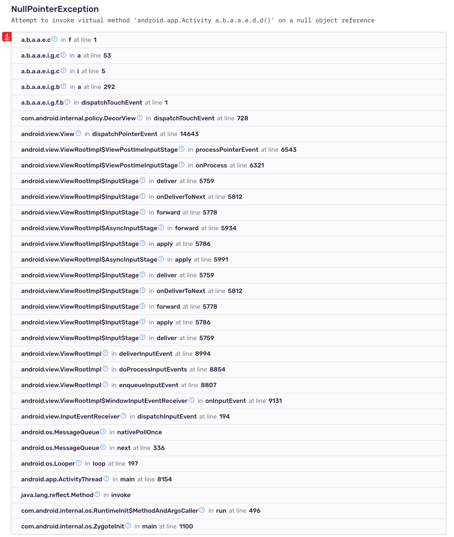 Smartlook crashing 50+% of sessions with NullPointerException. Had to remove Smartlook from ...