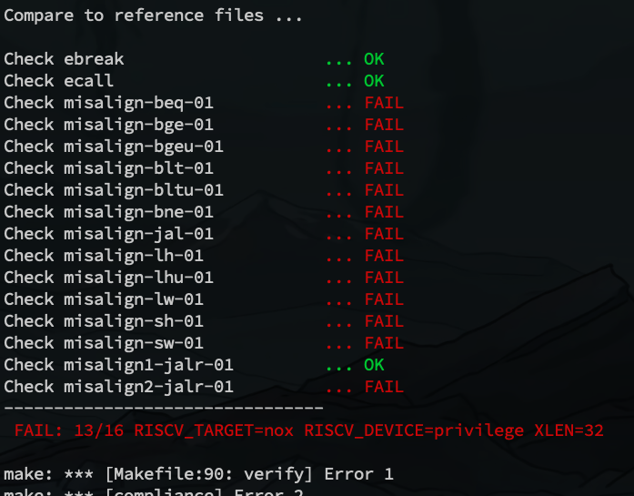 Unexpected PASS[OK] on RV32I that does not support misaligned instruction addresses · Issue #232 ...