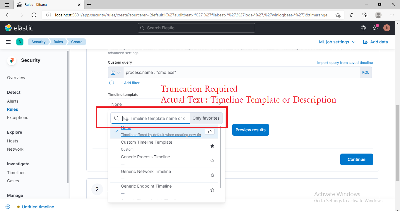 [Security Solution]Truncation Required for Timeline Template search field placeholder · Issue ...