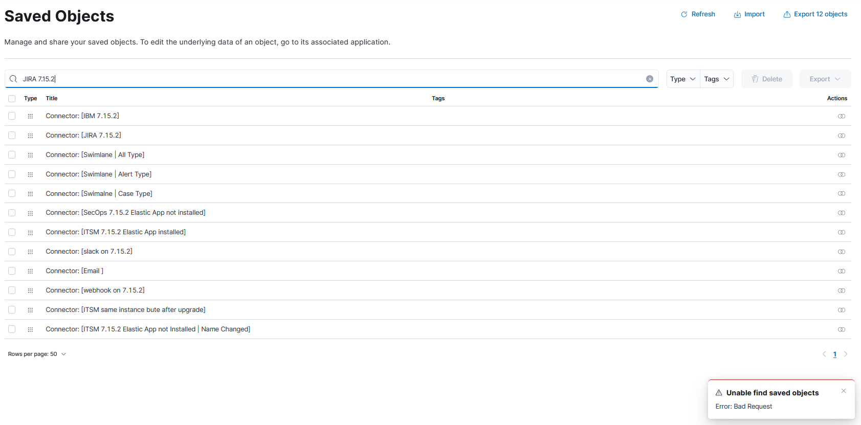 [Security Solution]Saved Object : 'unable find saved objects' typo in current error showing for ...