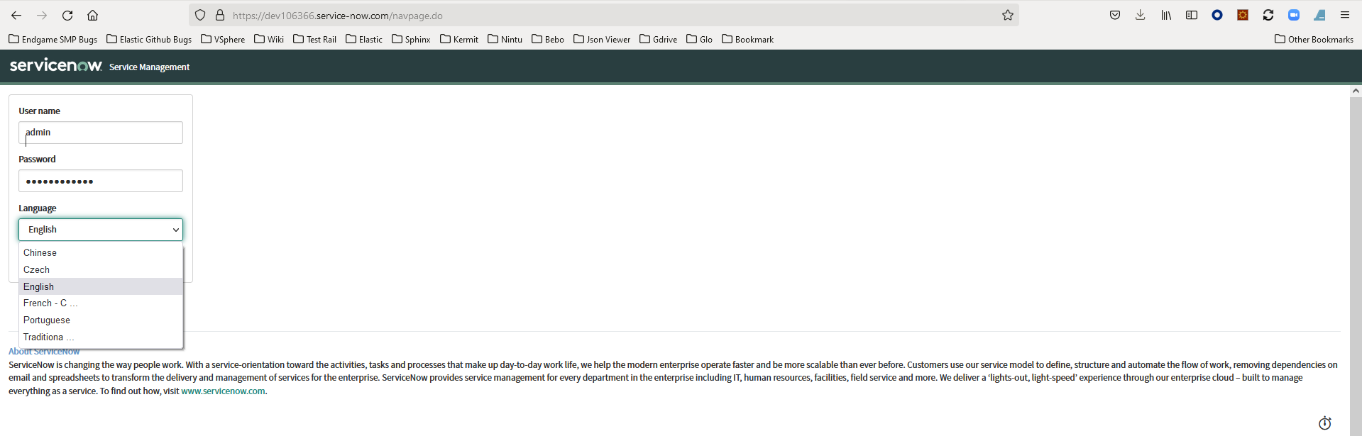 [ServiceNow Integration] Multiple language choices show up even when ...