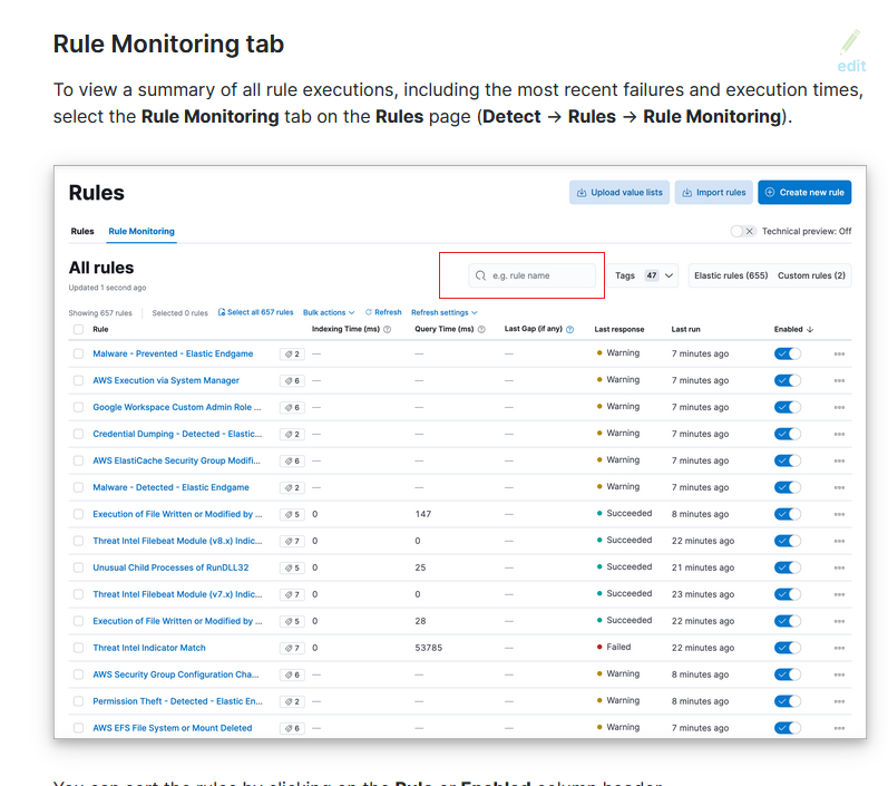 [BUG] Old Search bar for Rule and Rule Monitoring page · Issue #1876 · elastic/security-docs ...