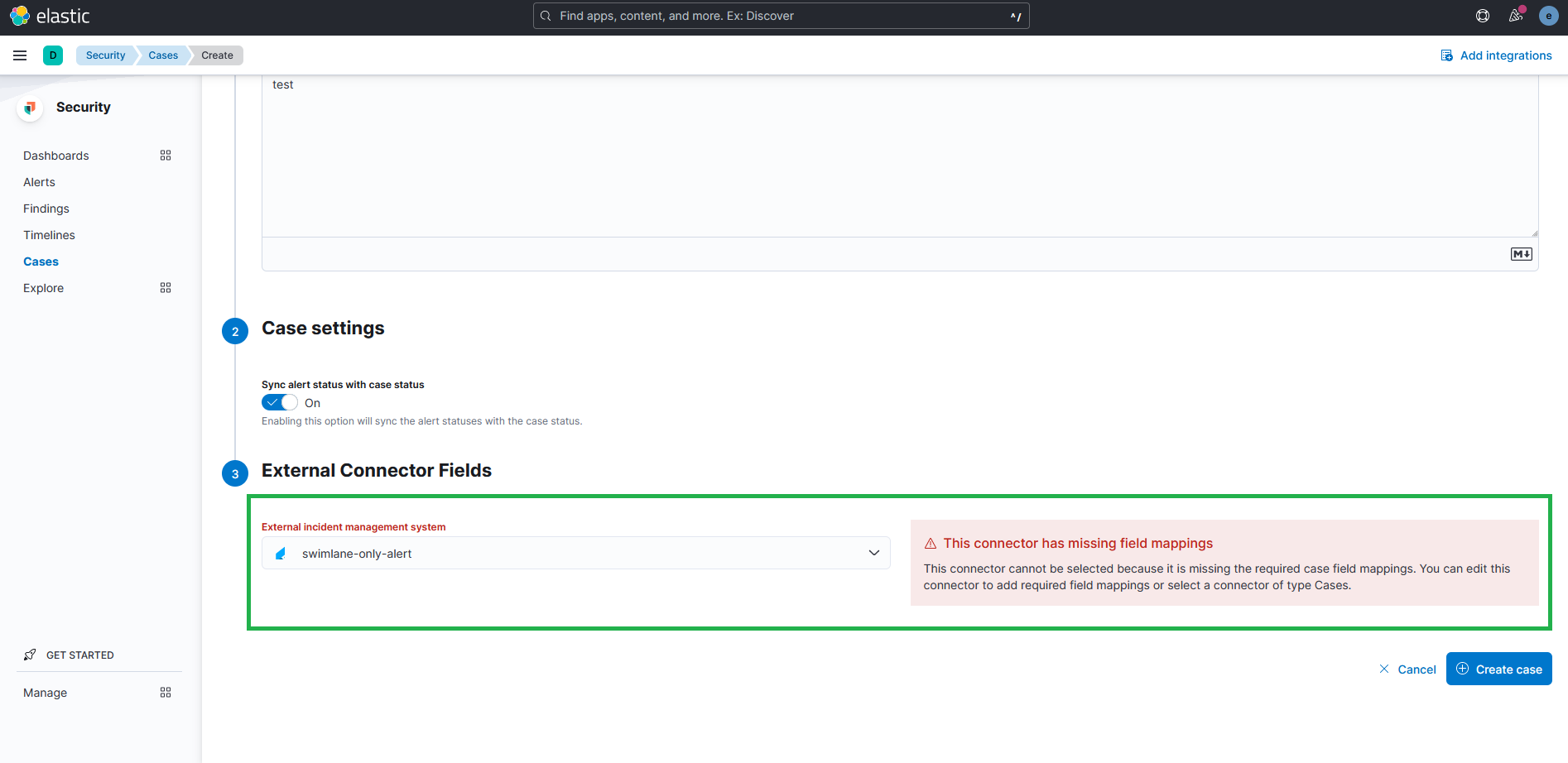 [Security Solution]Cases Connector Availability for swimlane connector ...