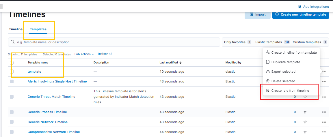 [Security Solution]'Create rule from Timeline' action name for Timeline Template · Issue #149382 ...