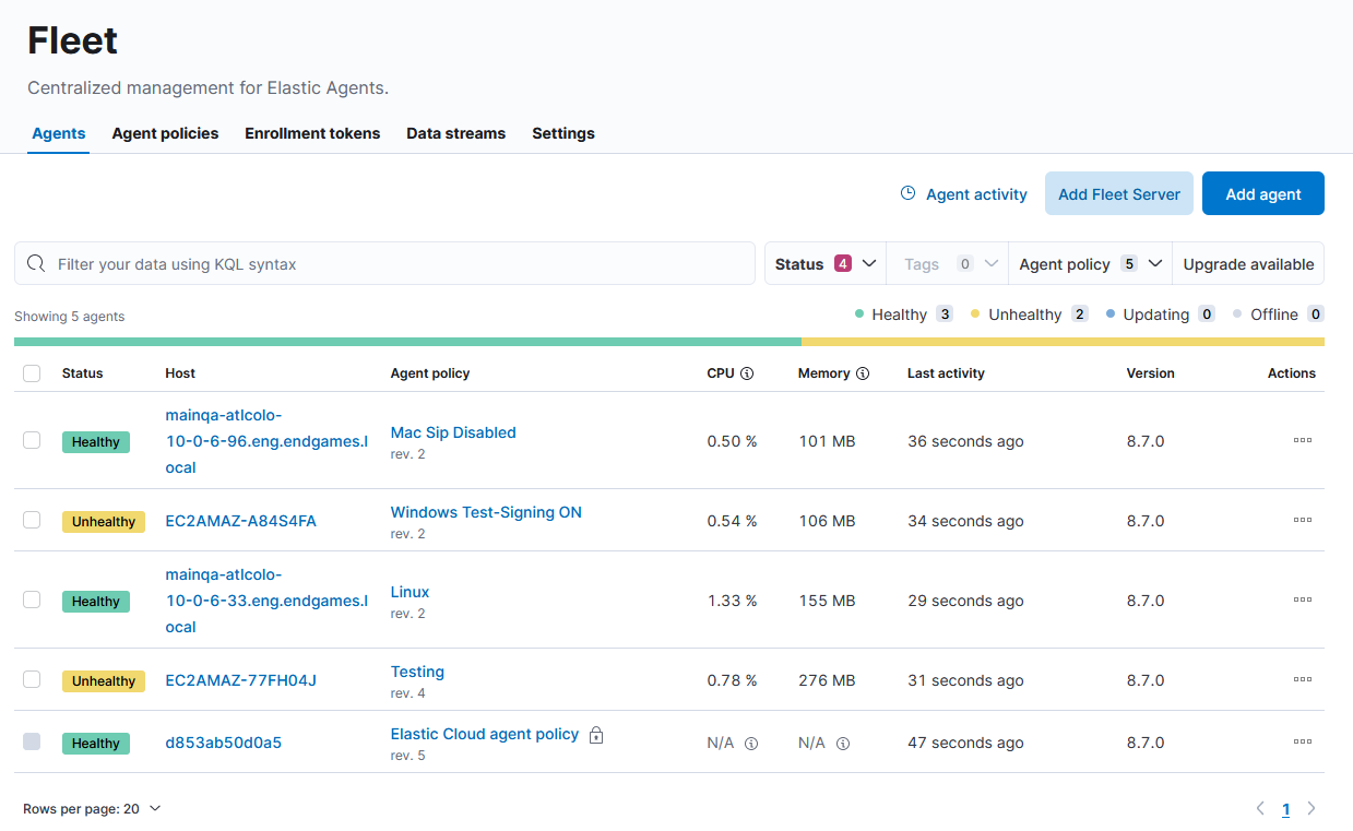 [Security Solution] Agent going to unhealthy state due to Elastic Defend Integrations · Issue ...