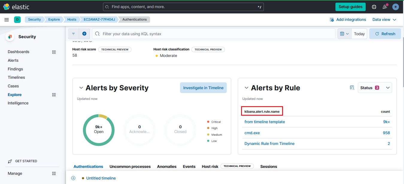 [Security Solution]Technical field name should not be shown as Column name on Alerts by Rule ...