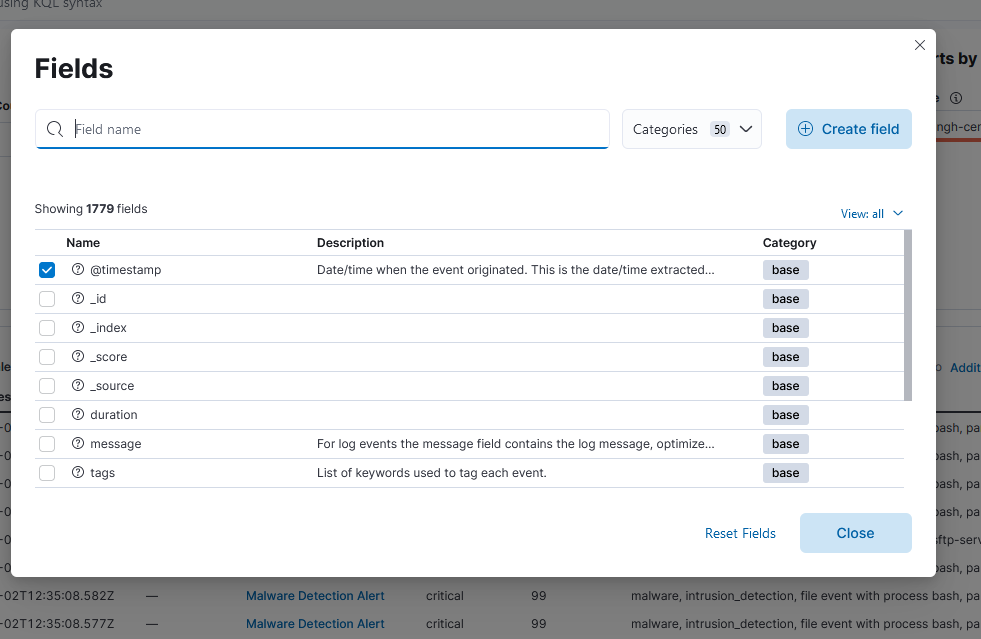 Security Solution Runtime Field Not Working On Alert Table · Issue 156374 · Elastickibana