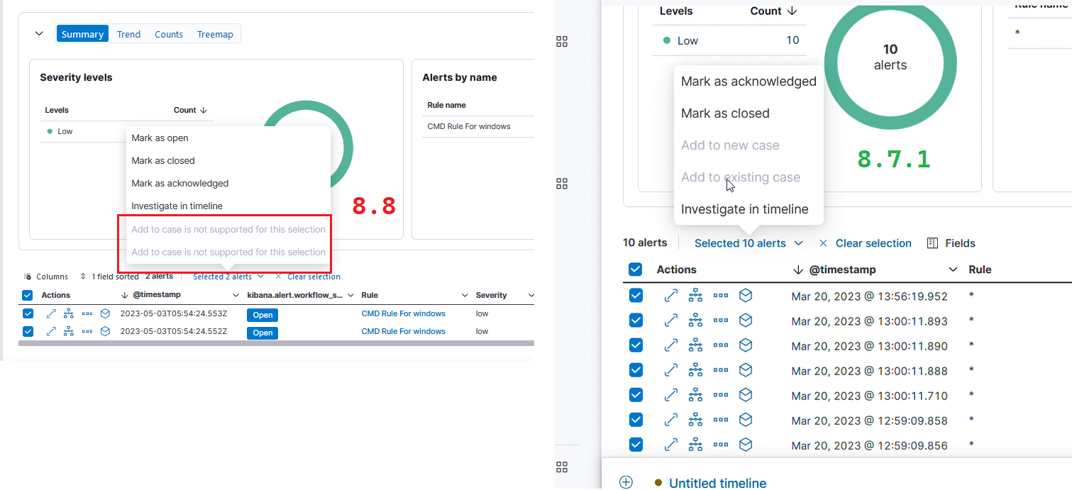 [Security Solution]Bulk Alert Table Action List incorrect for Cases Action · Issue #156469 ...