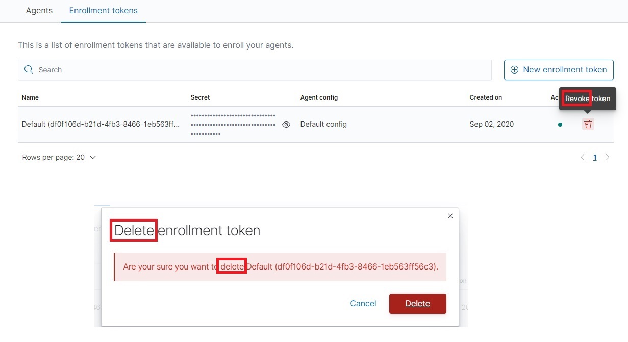 [Ingest Management]: Naming convention for deleting enrollment token is not consistent on ...