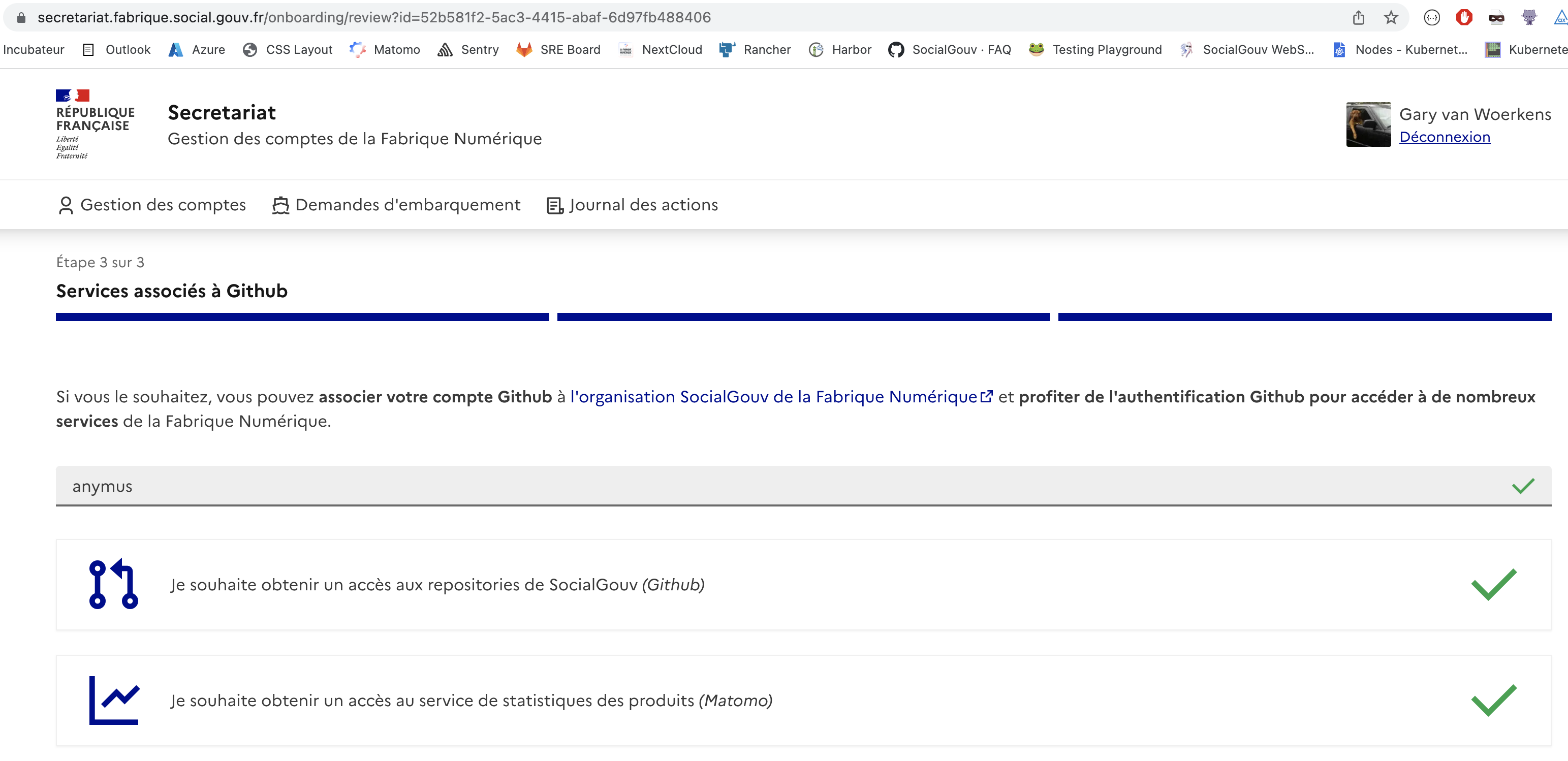 Ecran de review: Compte Github · Issue #545 · SocialGouv/secretariat · GitHub