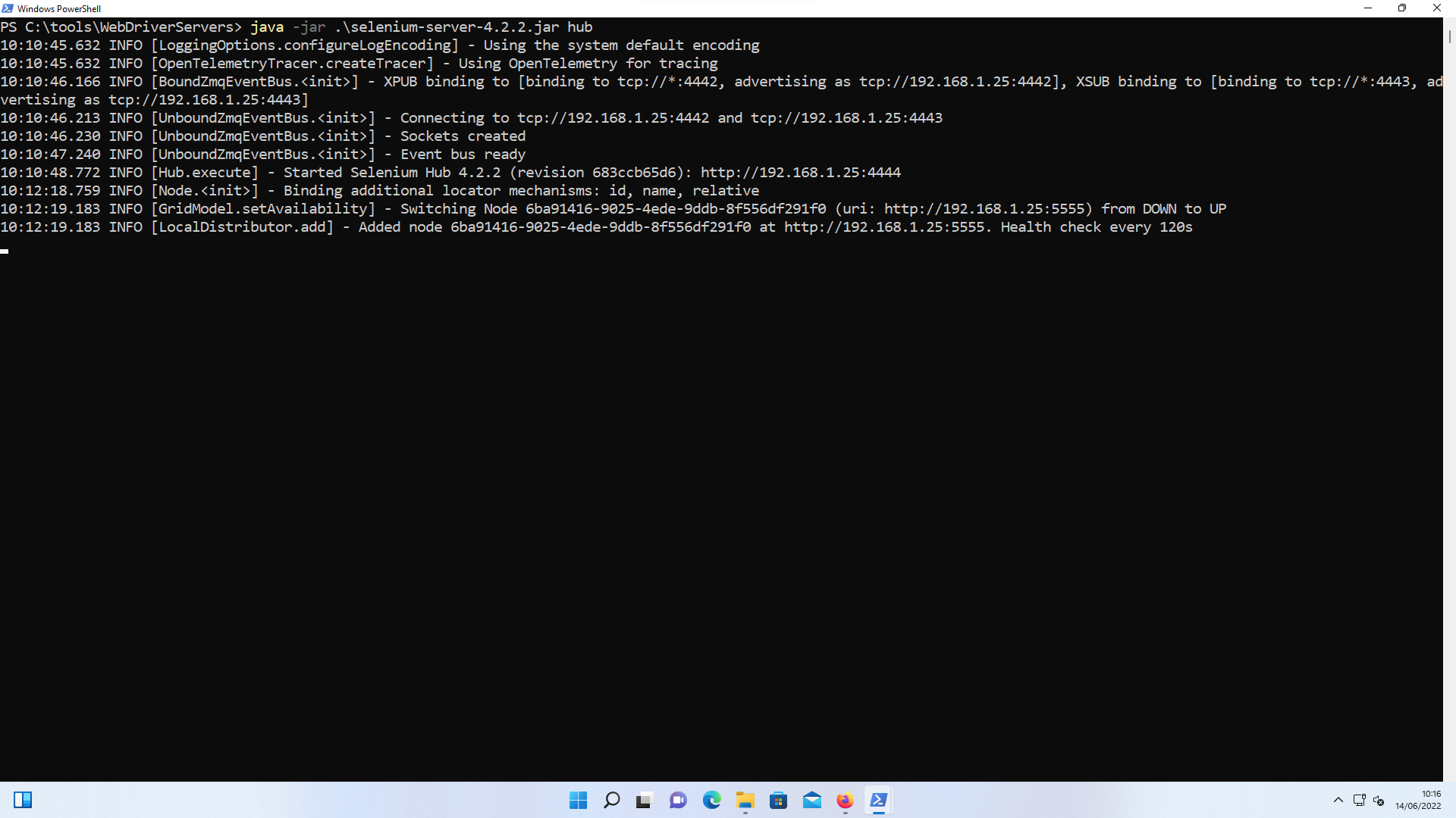 [🐛 Bug]: Selenium 4 Node is not registering with Hub in same machine in windows 10 · Issue ...
