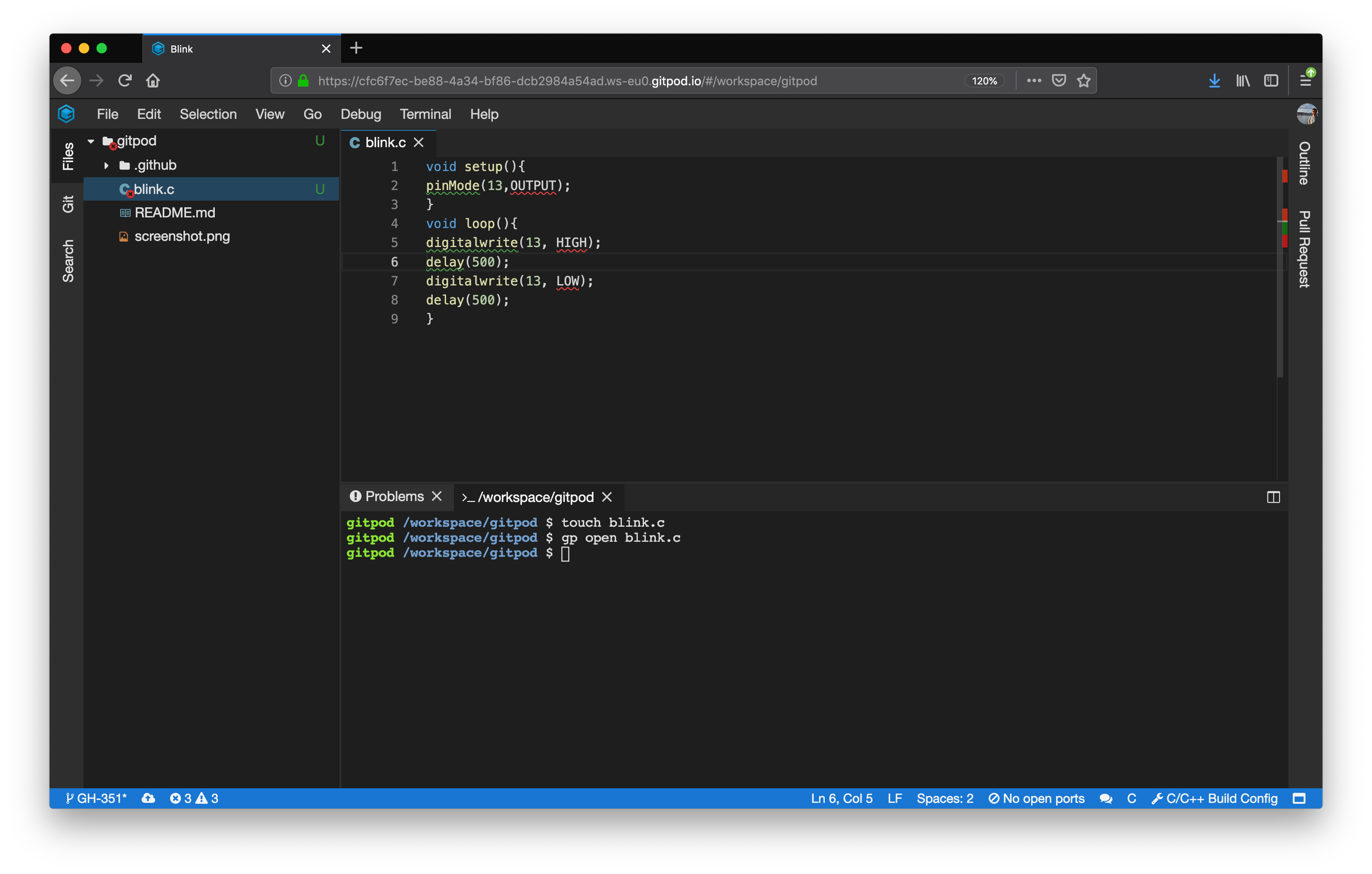 Blink · Issue 351 · Gitpod Iogitpod · Github 