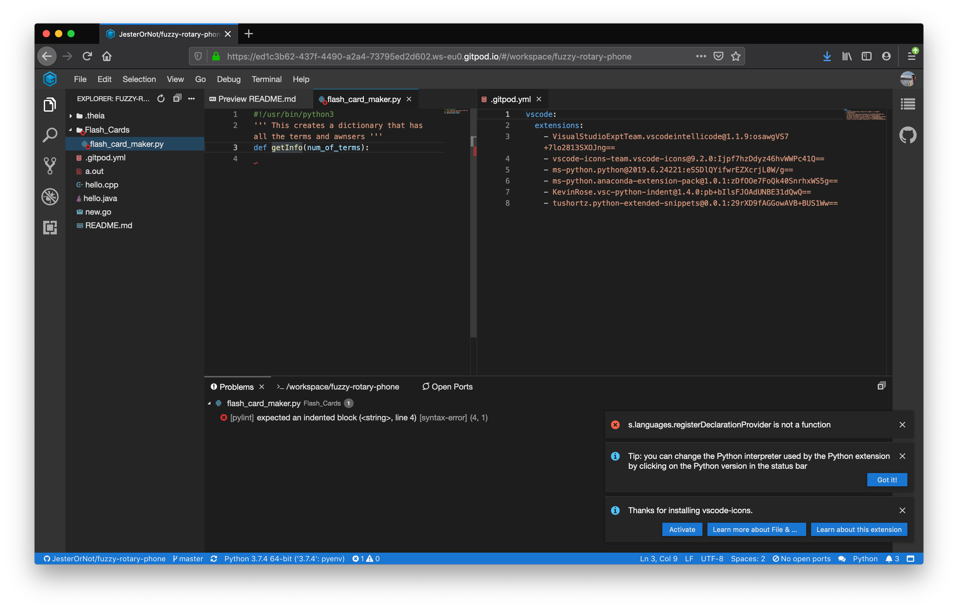 Python Language Server Issue 786 Gitpod io gitpod GitHub