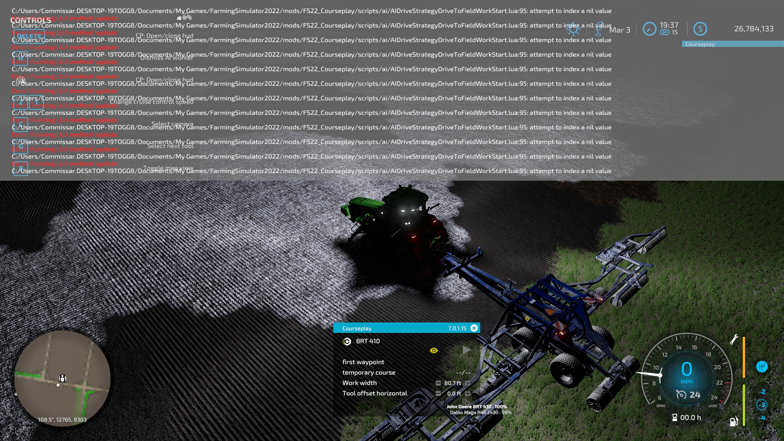 [BUG_SP] 8RT drive to fieldwork LUA Error · Issue #1550 · Courseplay/Courseplay_FS22 · GitHub