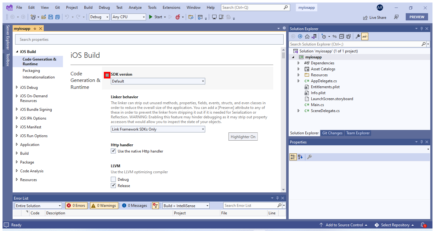 Project property page "Vary by configuration" gear menu icon has null name property · Issue ...