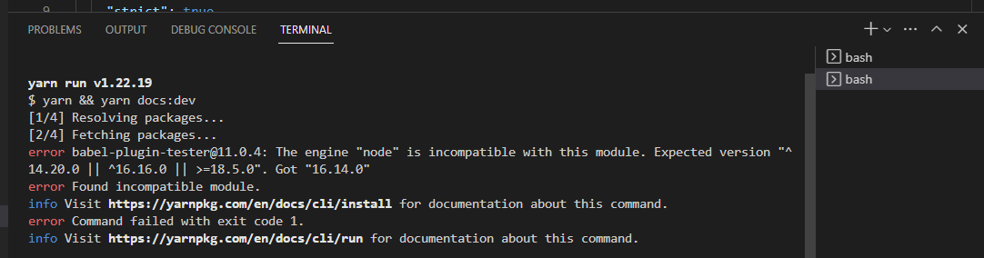 [Development] Error with latest Master when running "yarn start ...
