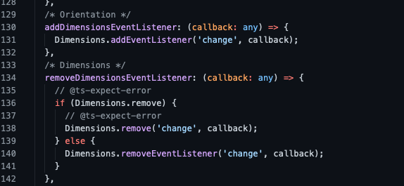 WARN EventEmitter.removeListener('change', ...): Method has been ...