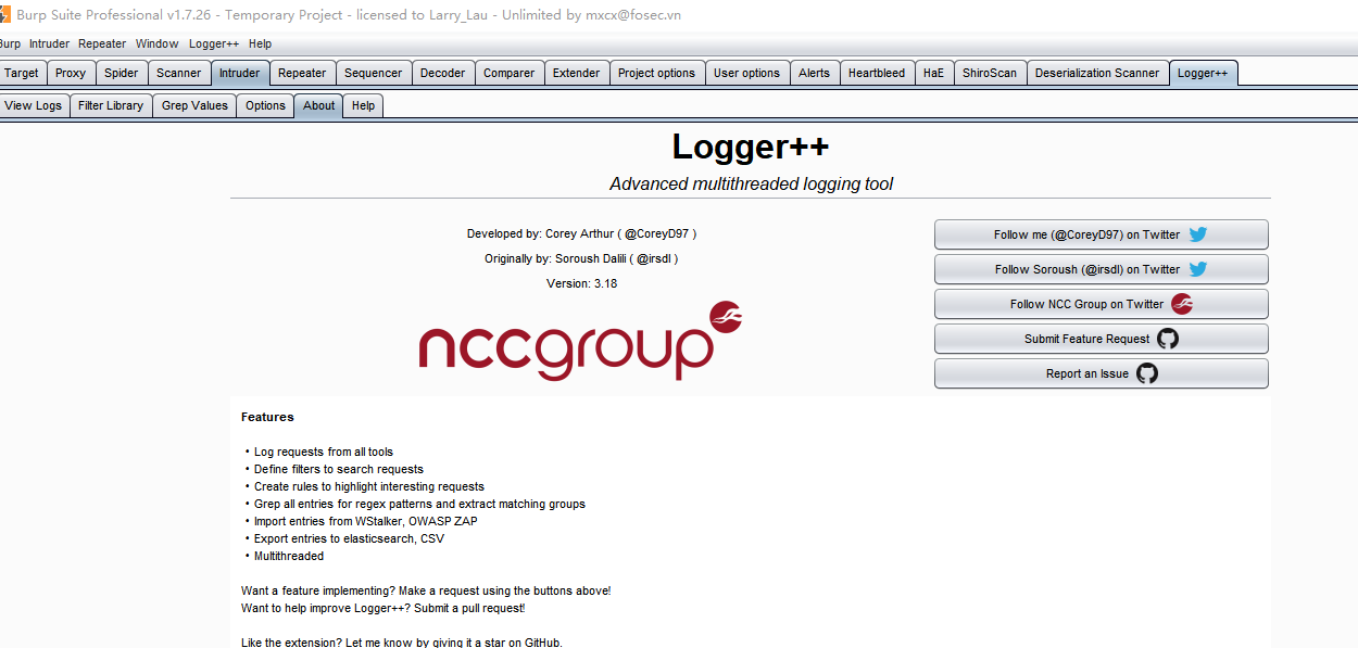 click view logs no response · Issue #124 · nccgroup/LoggerPlusPlus · GitHub