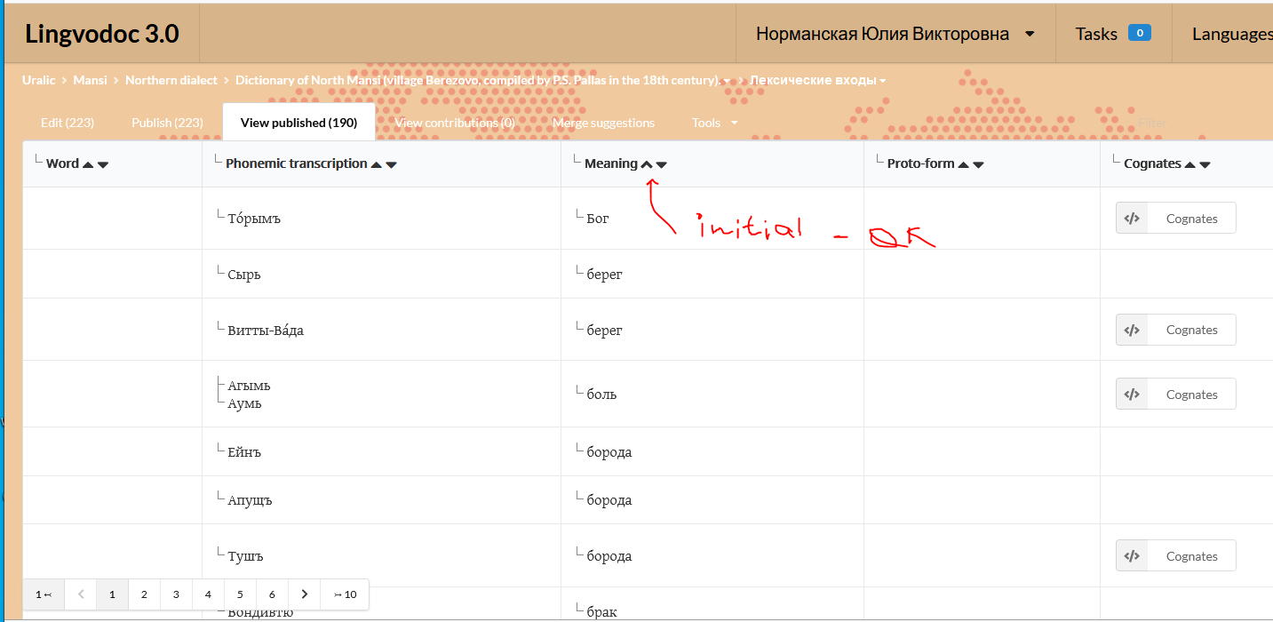 Perspective view: sorting by column indication & unsetting · Issue #390 · ispras/lingvodoc-react ...