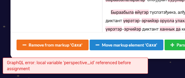 Save markup dilaog: "GraphQL error: local variable 'perspective_id' referenced before assignment ...