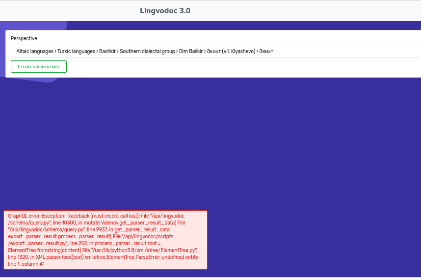 Valency: GraphQL error: Exception: Traceback (most recent call last) · Issue #664 · ispras ...