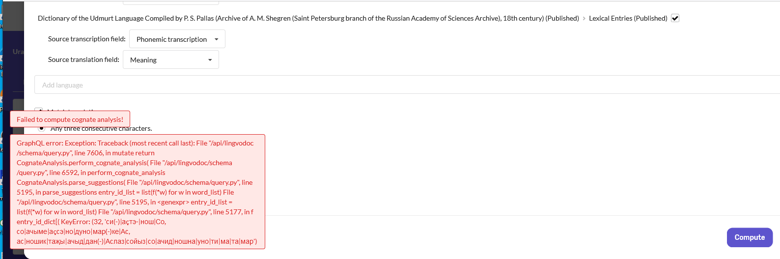 Cognate multi-language suggestions: Failed to compute cognate analysis · Issue #795 · ispras ...