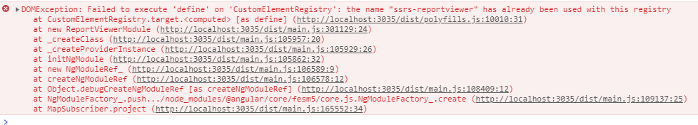 Failed To Execute Define On Customelementregistry The Name Ssrs