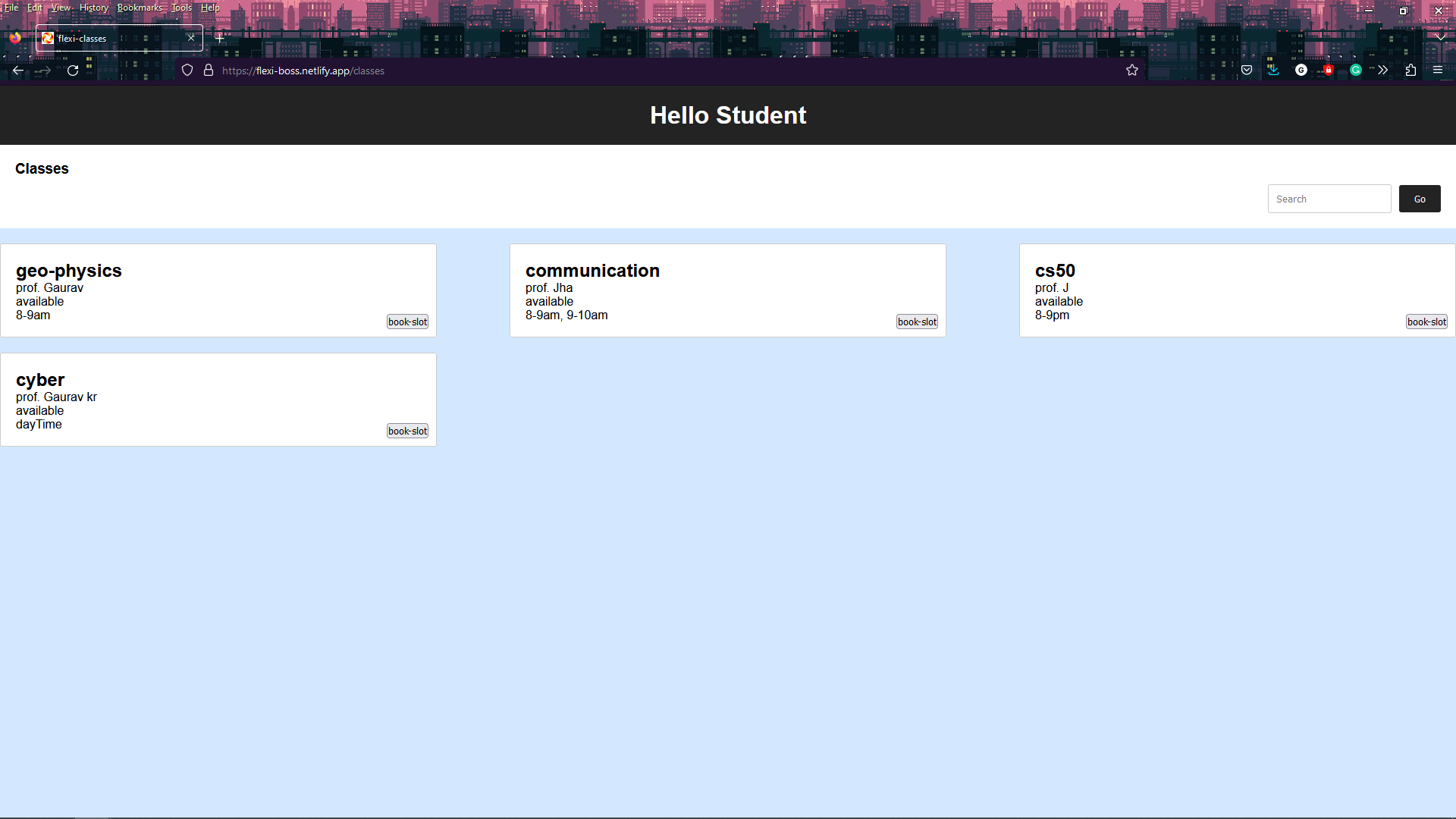 GitHub - Jhajeen01/flexi-classes: this is a frontend application to check, book and manage classes.