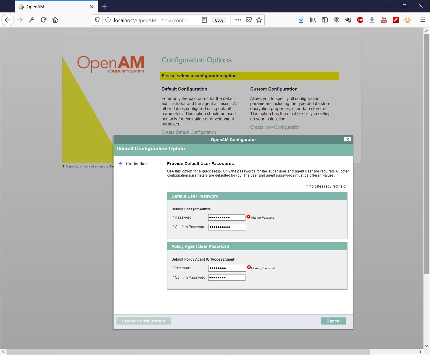 OpenAM-14.4.2.war intial config, cannot set amAdmin password · Issue #232 · OpenIdentityPlatform ...