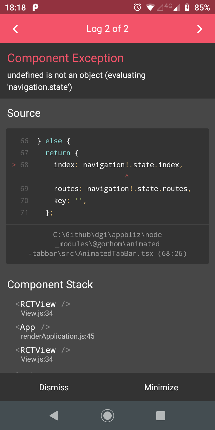 Typeerror Undefined Is Not An Object Evaluating Navigation State · Issue 85 · Gorhom React