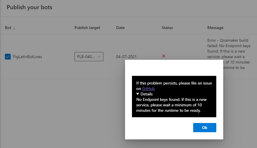 Publish Profiles: unchecking LUIS and/or QnA cause downstream problems · Issue #6746 · microsoft ...