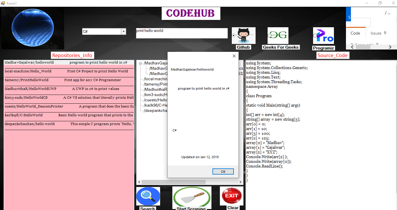 GitHub - ayesha786012/CODEHUB_WINFORM: Source code Recommendation System using Selenium Web Driver