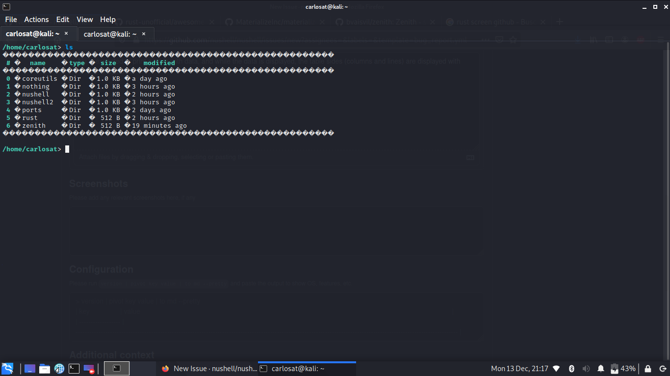 Weird Output When Using `screen` · Issue 4204 · Nushellnushell · Github