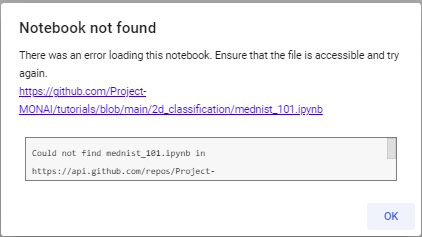 unable to open the monai_101.ipynb notebook under the 2d_classification section · Issue #1569 ...