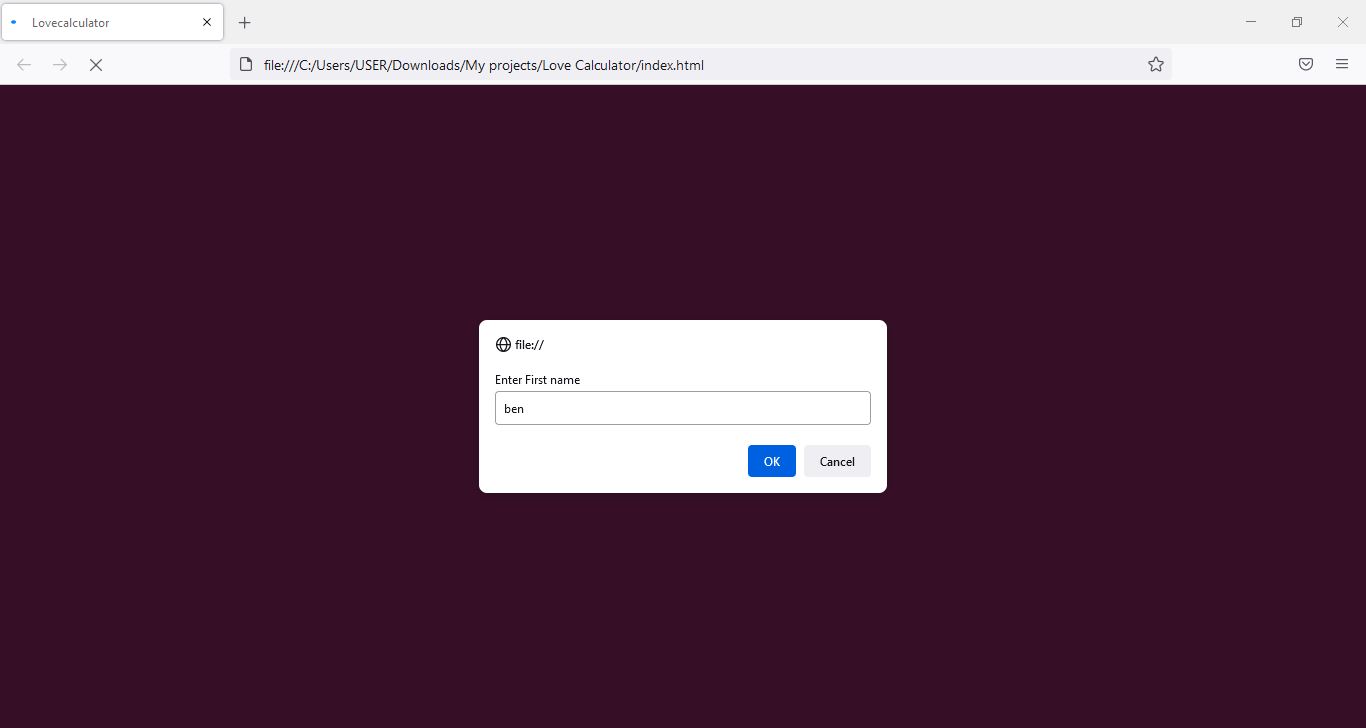 GitHub - Benji-c-Ohanu/Love-Calculator: Check out your Lovescore!!
