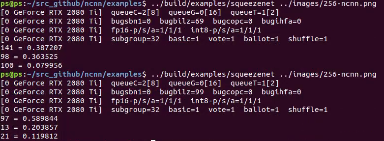 squeezenet example show wrong result with nvidia GTX2080ti · Issue #3923 · Tencent/ncnn · GitHub